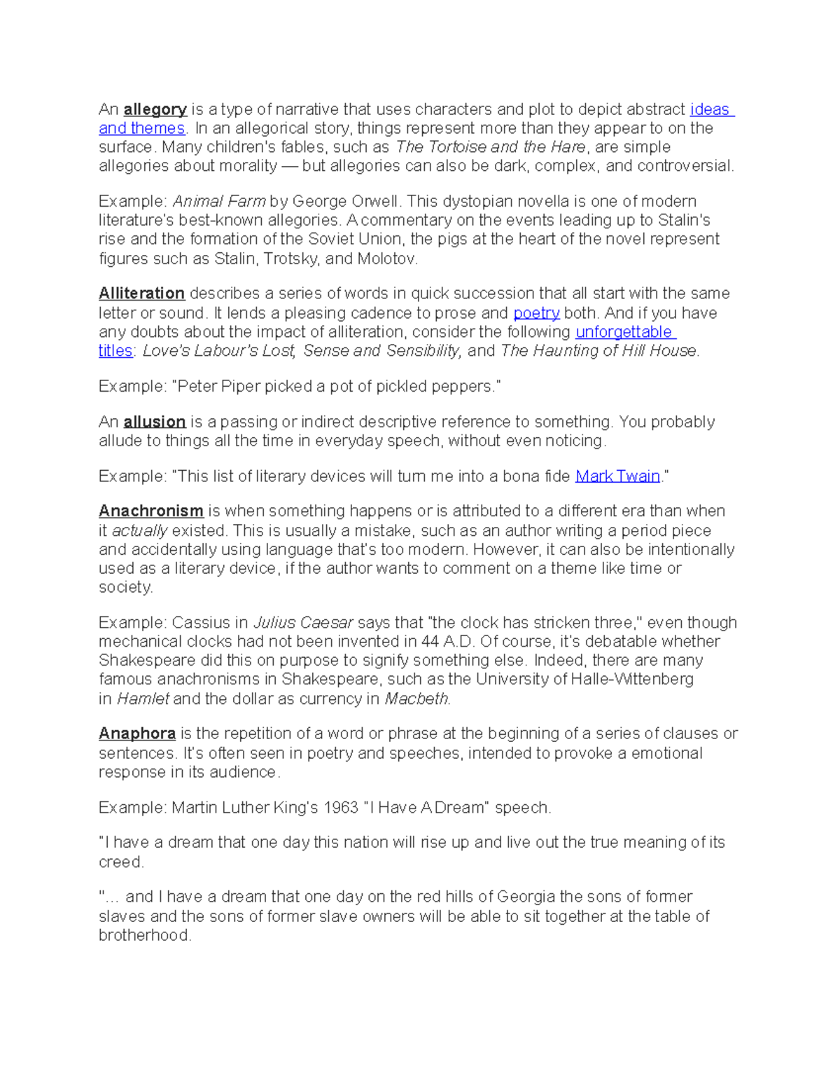 Literary devices - Grammar - An allegory is a type of narrative that ...