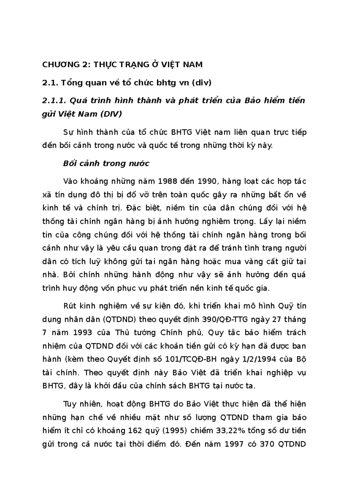 Chuong 2 - uhuih - CHƯƠNG 2: THỰC TRẠNG Ở VIỆT NAM Tổng quan về tổ chức ...