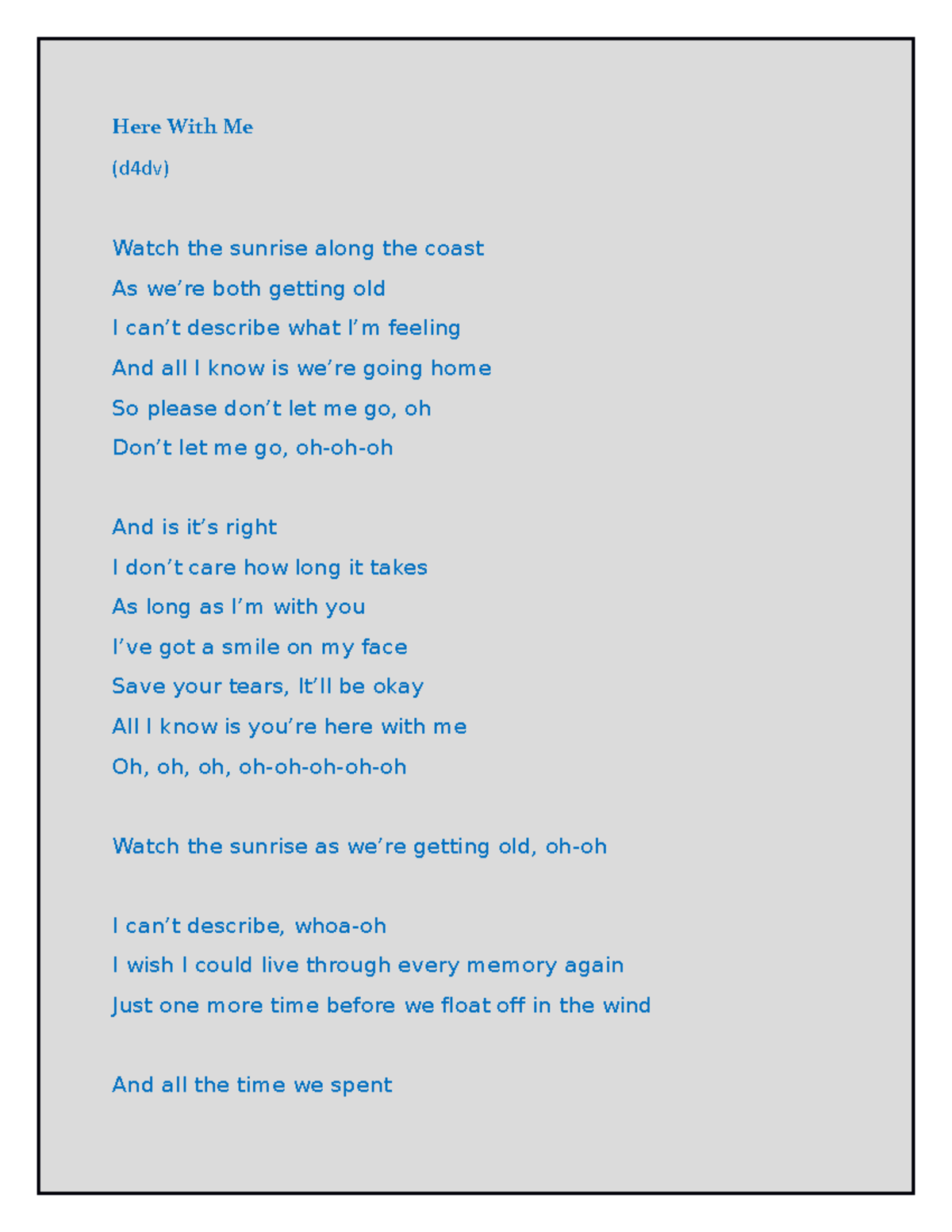 4-Songs - SOFAPP - Here With Me (d4dv) Watch the sunrise along the ...