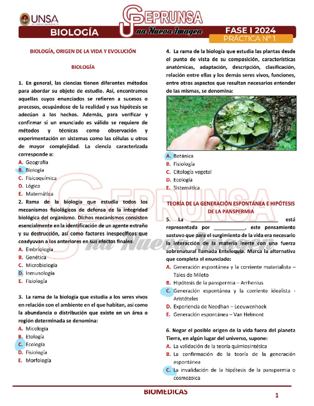 BIO P-1 - Practica - Biologia - Studocu