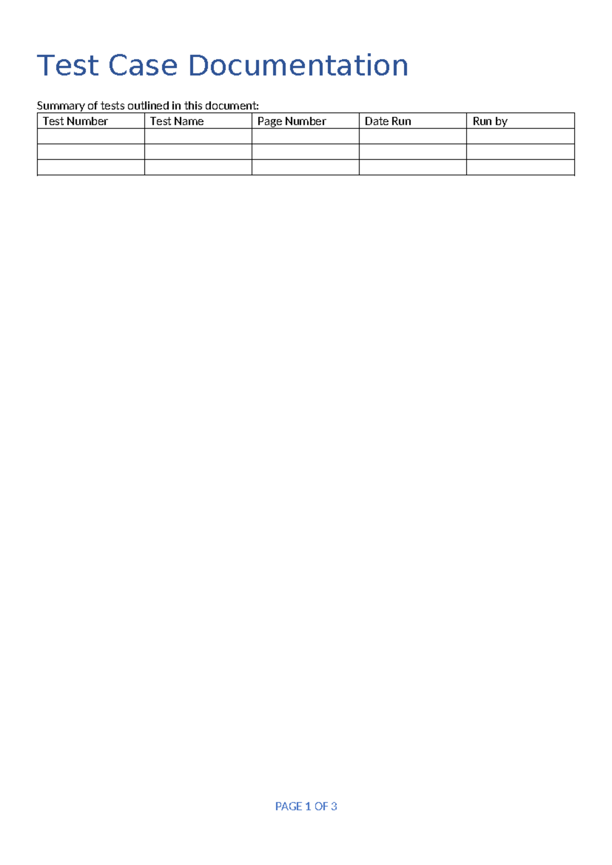 Test Case Template Download - Test Case Documentation Summary of tests ...