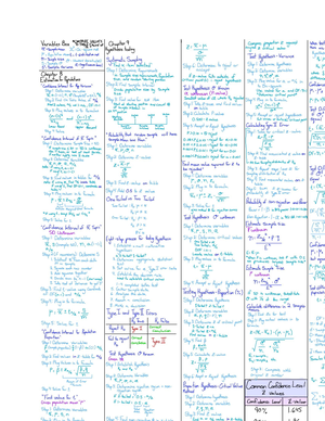 BU255 cheat sheet - Summary Managerial Statistics - VARIABLES α η λ μ = mean ρ = probability ...