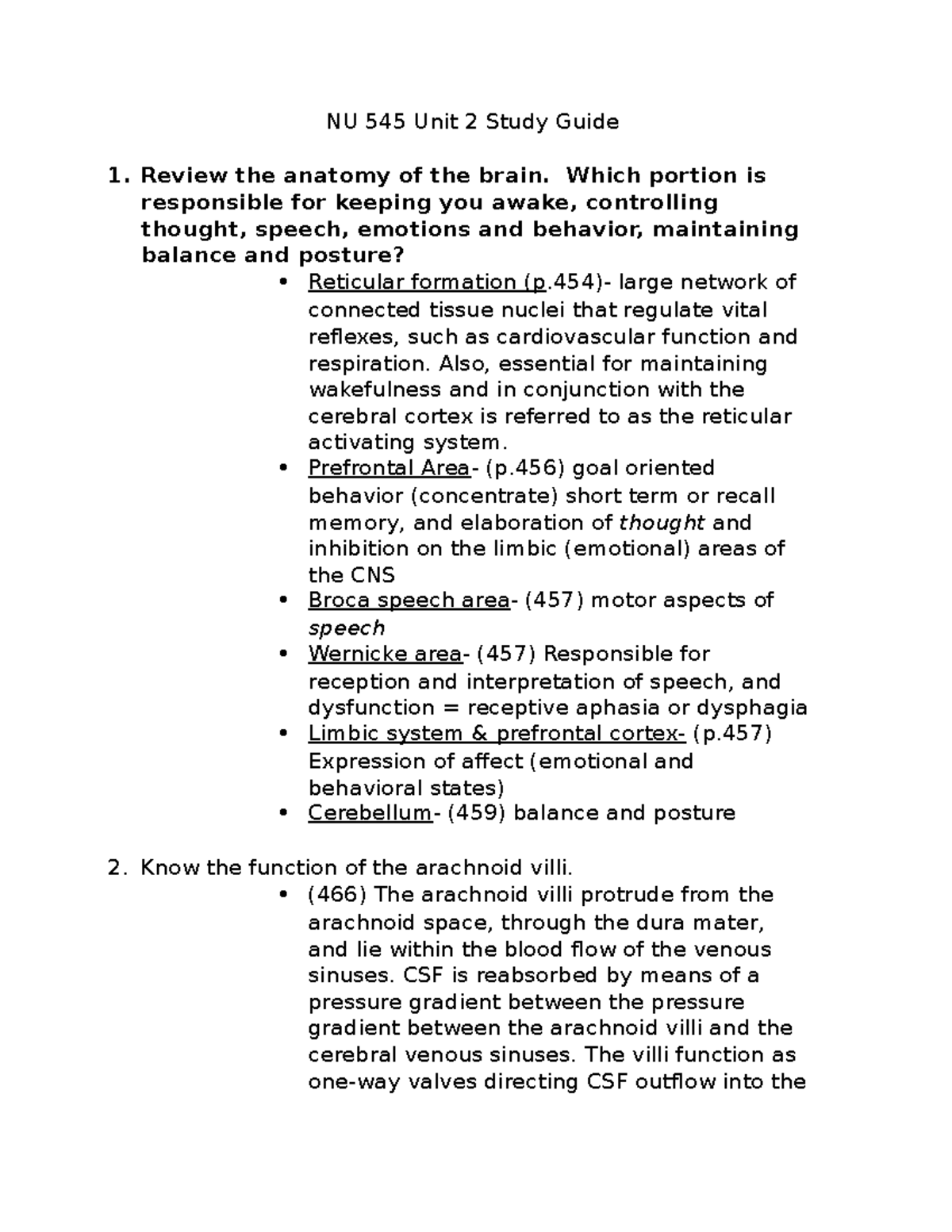 NU 545 Unit 2 Study Guide - NU 545 Unit 2 Study Guide Review the ...