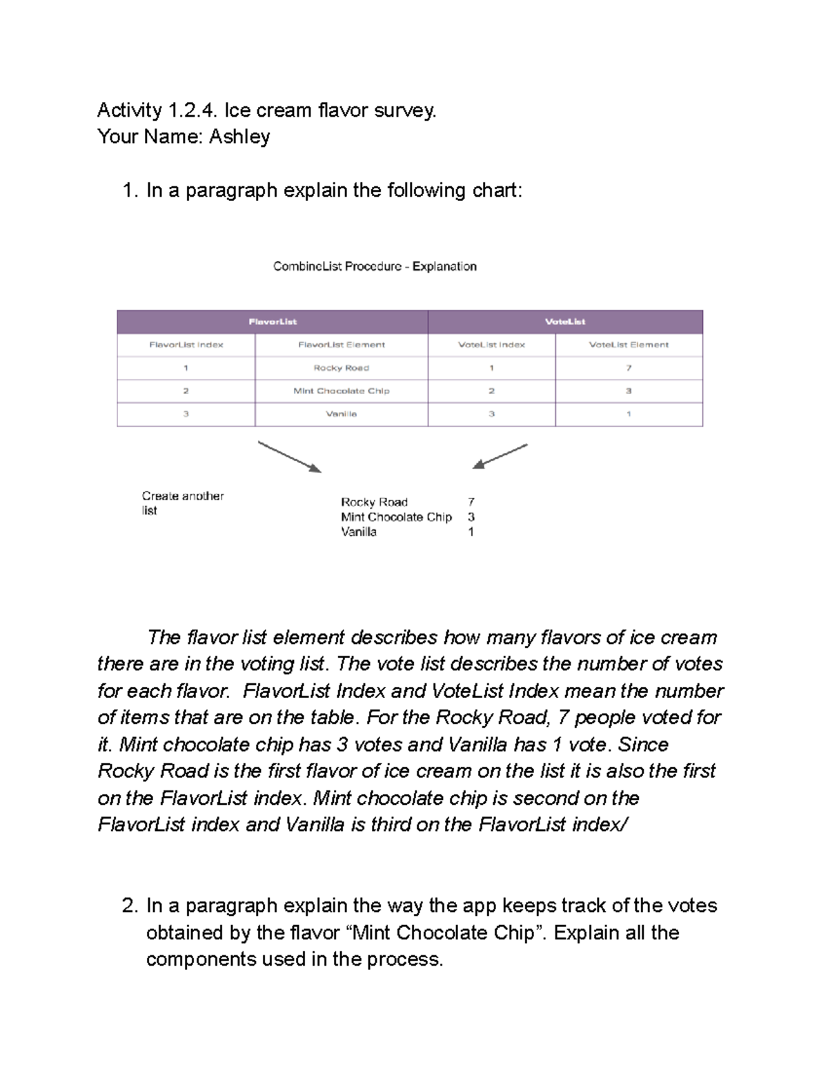 Activity 1.2.4. Ice cream flavor survey - Activity 1.2. Ice cream ...