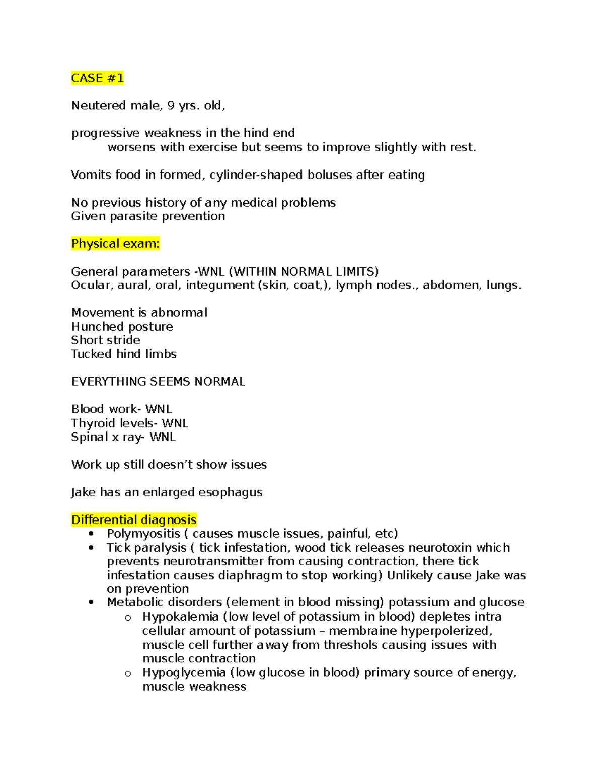 ANSC Lab 3 CASE Studies - Lab case study light notes - CASE Neutered ...