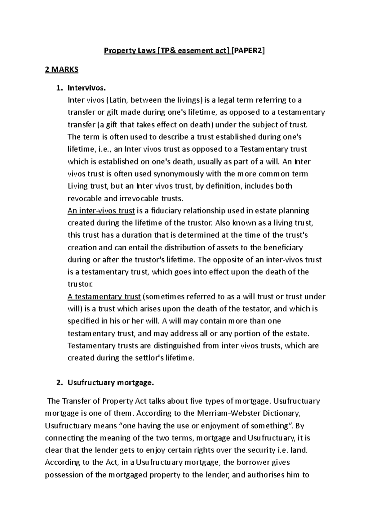 [302] Transfer of Property Laws^ - Property Laws [TP& easement act ...