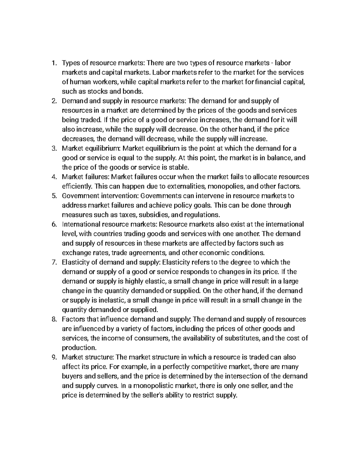 Study guide resource markets - Types of resource markets: There are two ...