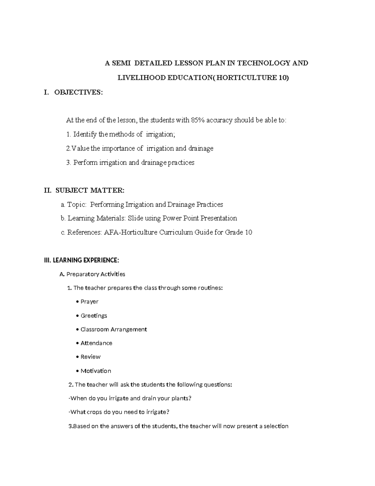 Semi-Detailed- Lessonplan( Horticulture 10) - A SEMI DETAILED LESSON ...