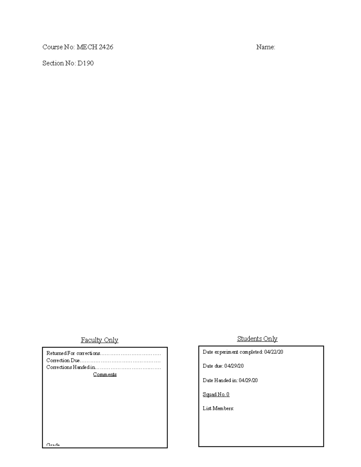 Torsion test of steel - Lab for Material Testing - Course No: MECH 2426 ...