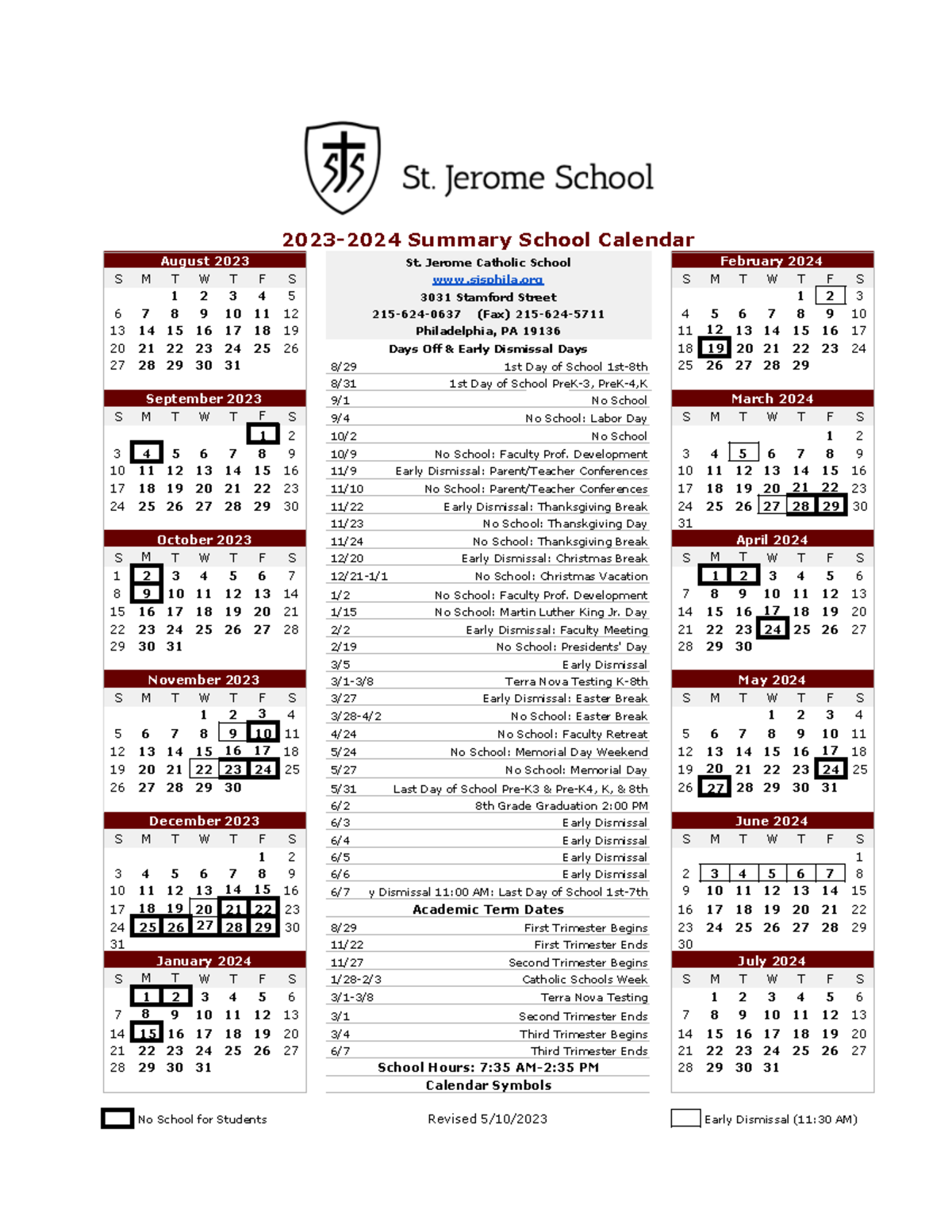 2023-2024 Summary Calendar - Yearly Calendar - 2023-2024 Summary School ...