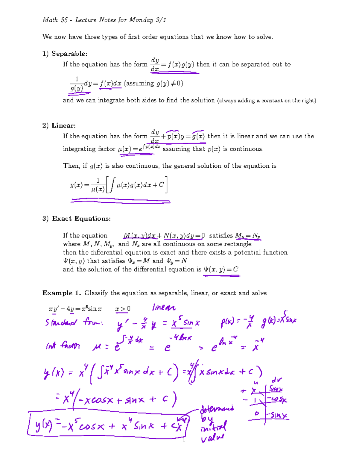 Math55301 annotated - Prof Patricia Michel - Math 55 - Lecture Notes ...
