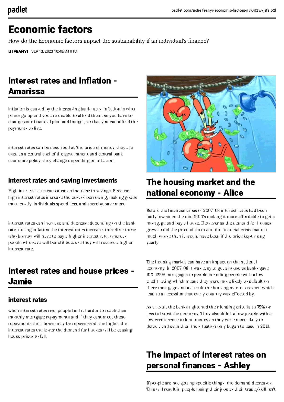 Economic factors that influence sustainability of an individual's ...