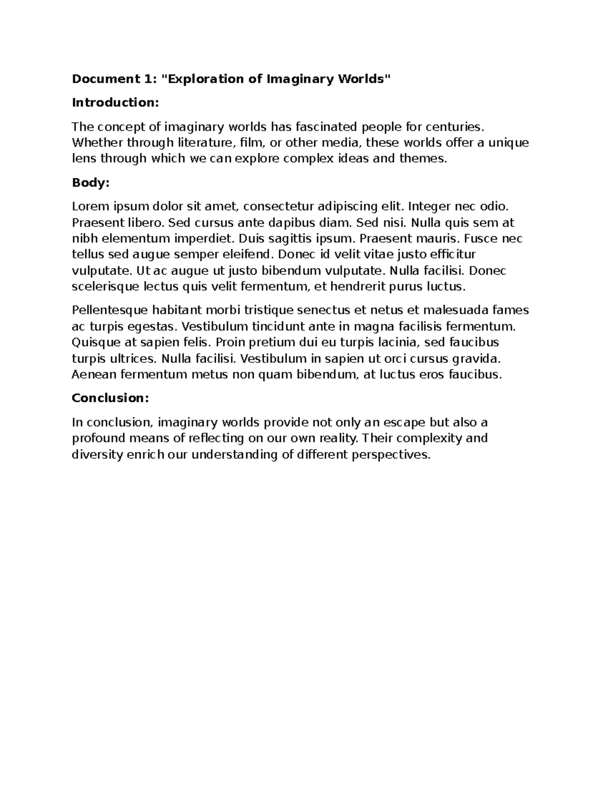 D1 - Exploration of Imaginary Worlds - Document 1: "Exploration of ...