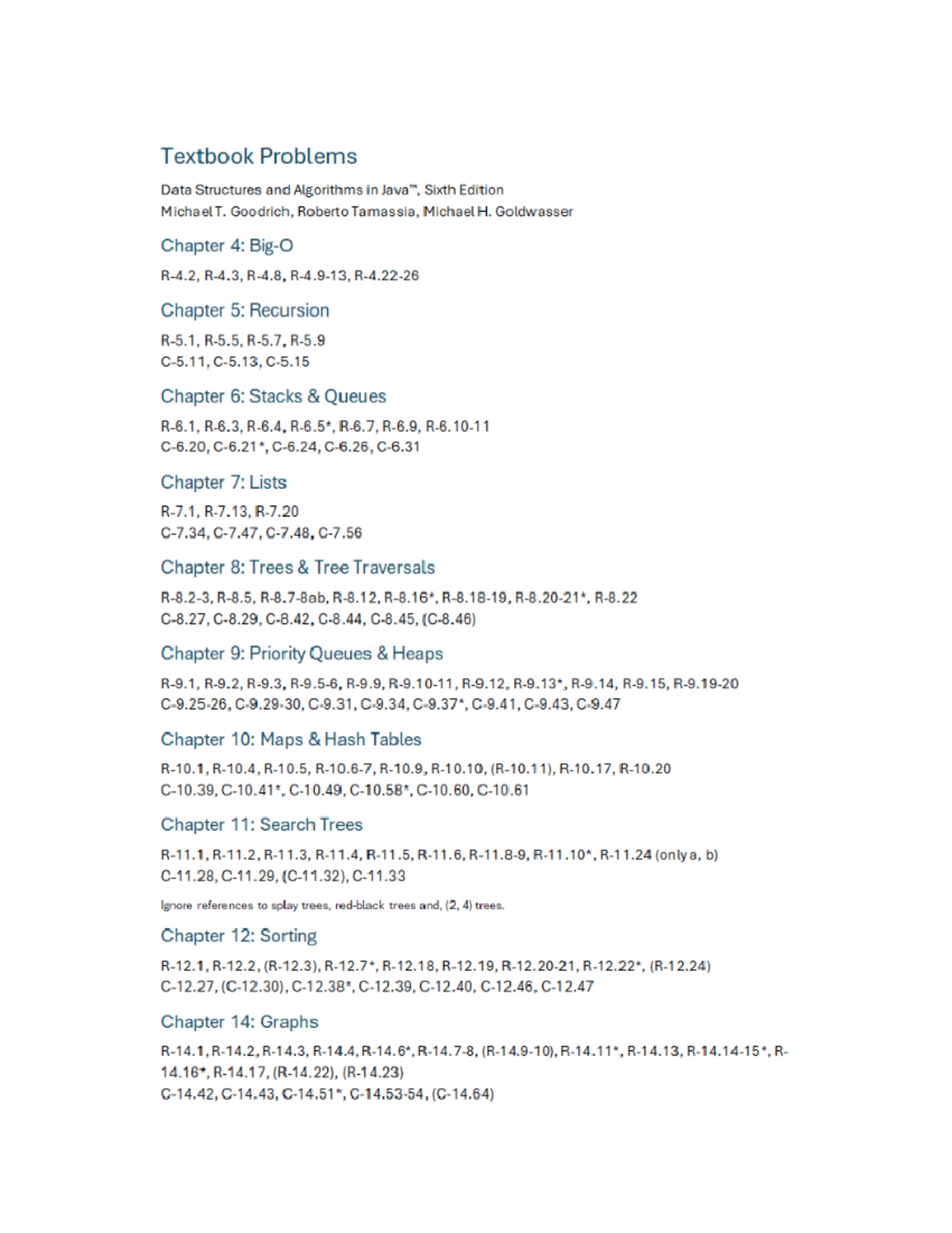 Data Structures And Algorithms Cs101 Chapter Problems Overview Textbook Problems Data