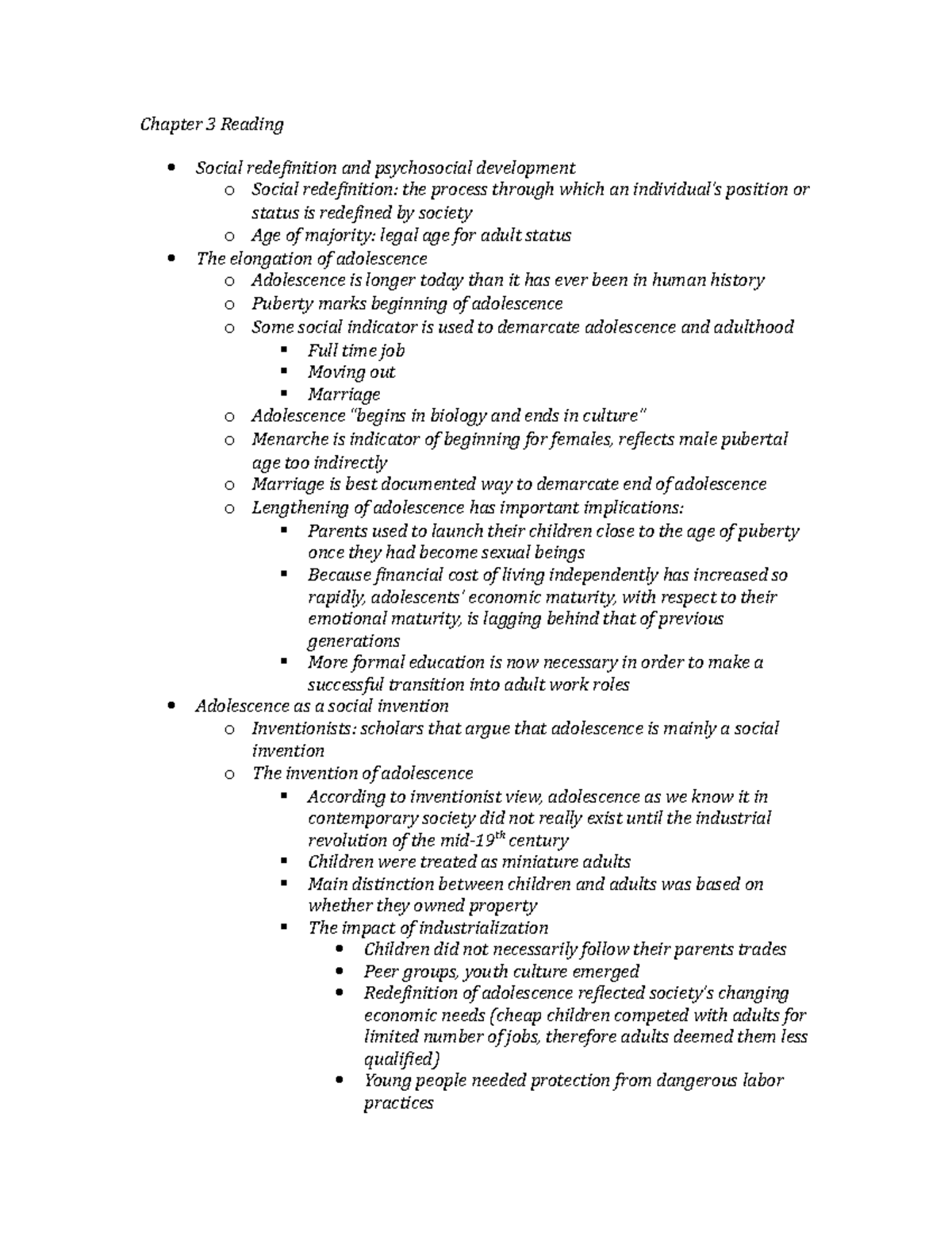 Chapter 3 Textbook Notes - Chapter 3 Reading Social redefinition and ...