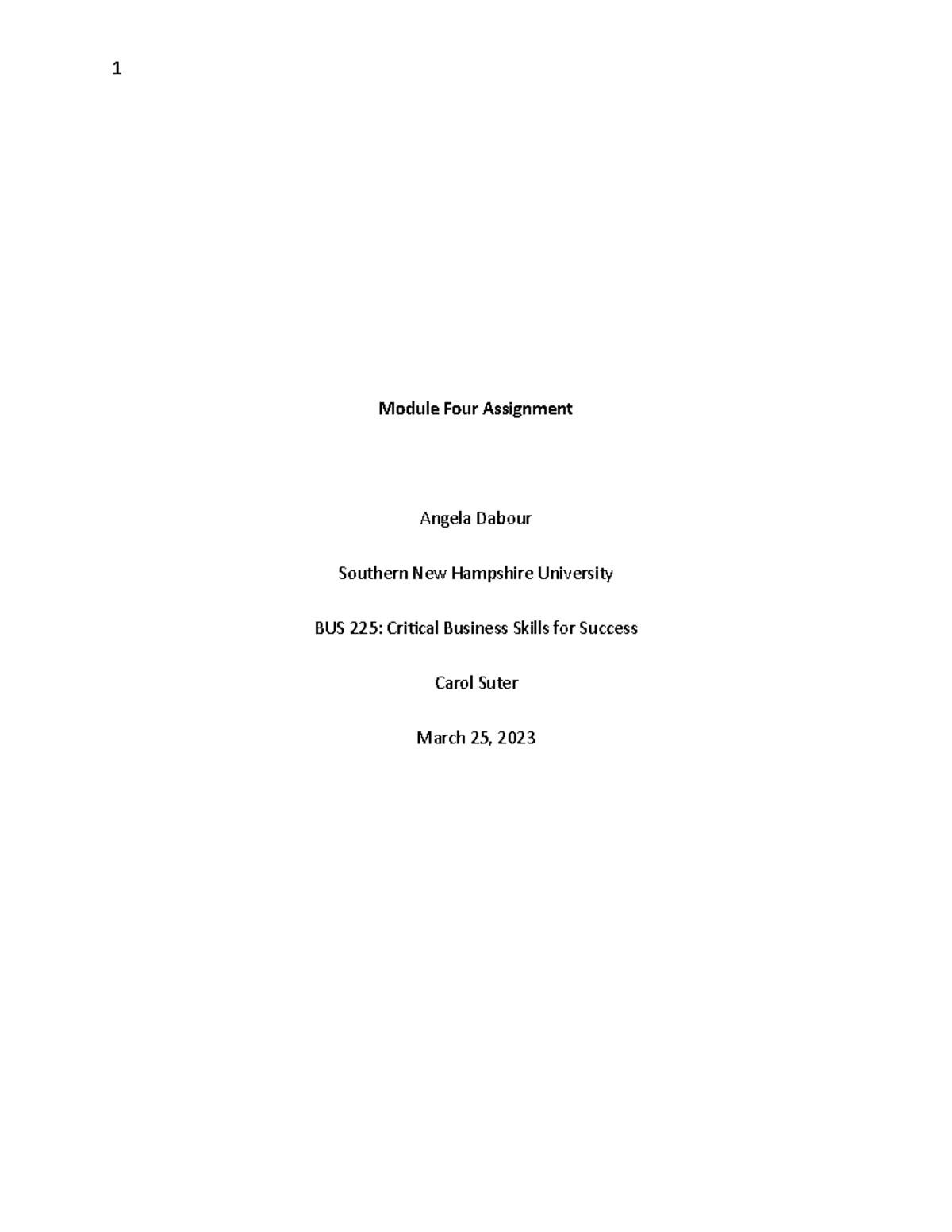 BUS225 Module Four Assignment - Module Four Assignment Angela Dabour ...