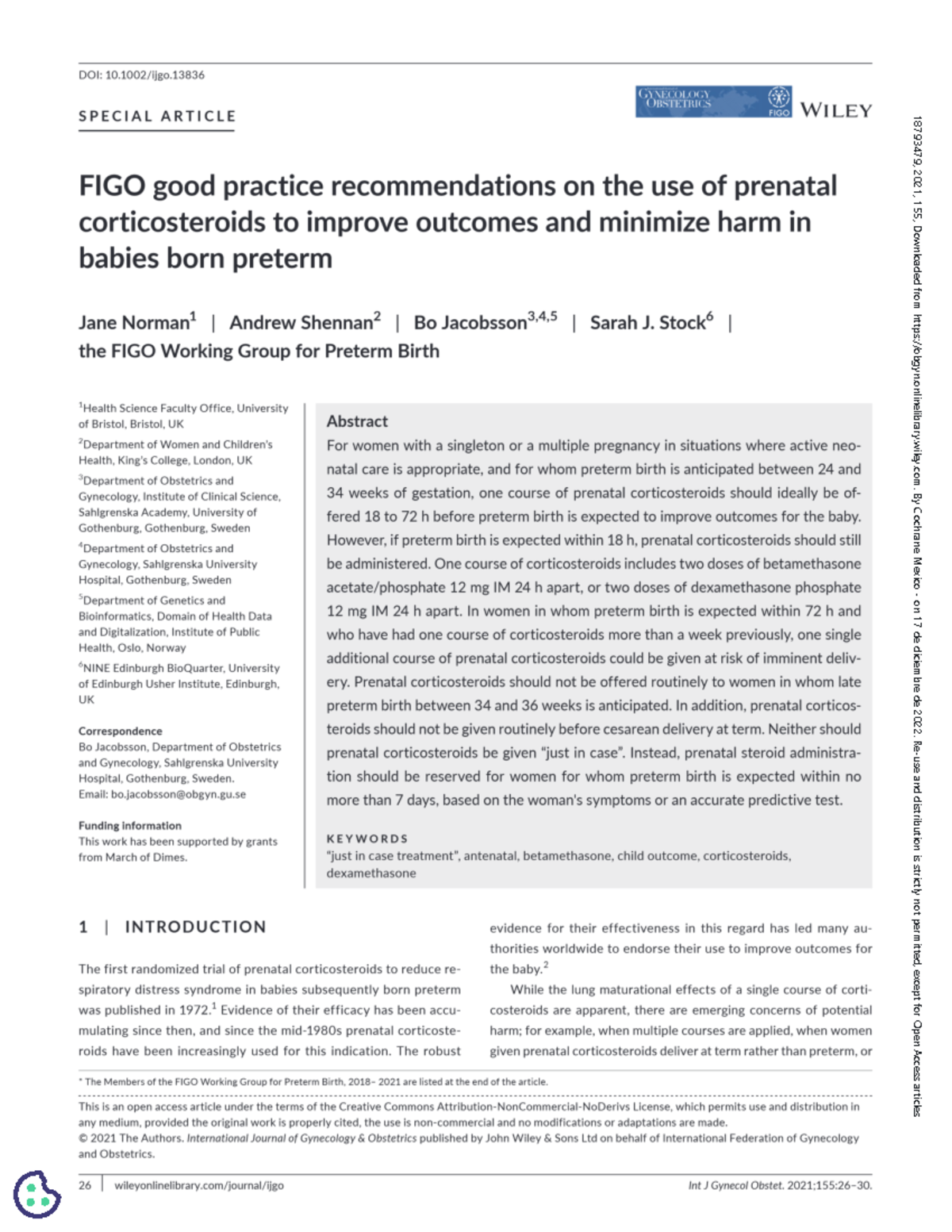 FIGO good practice recommendations on the use of prenatal corticosteroids - Obstetricia ...
