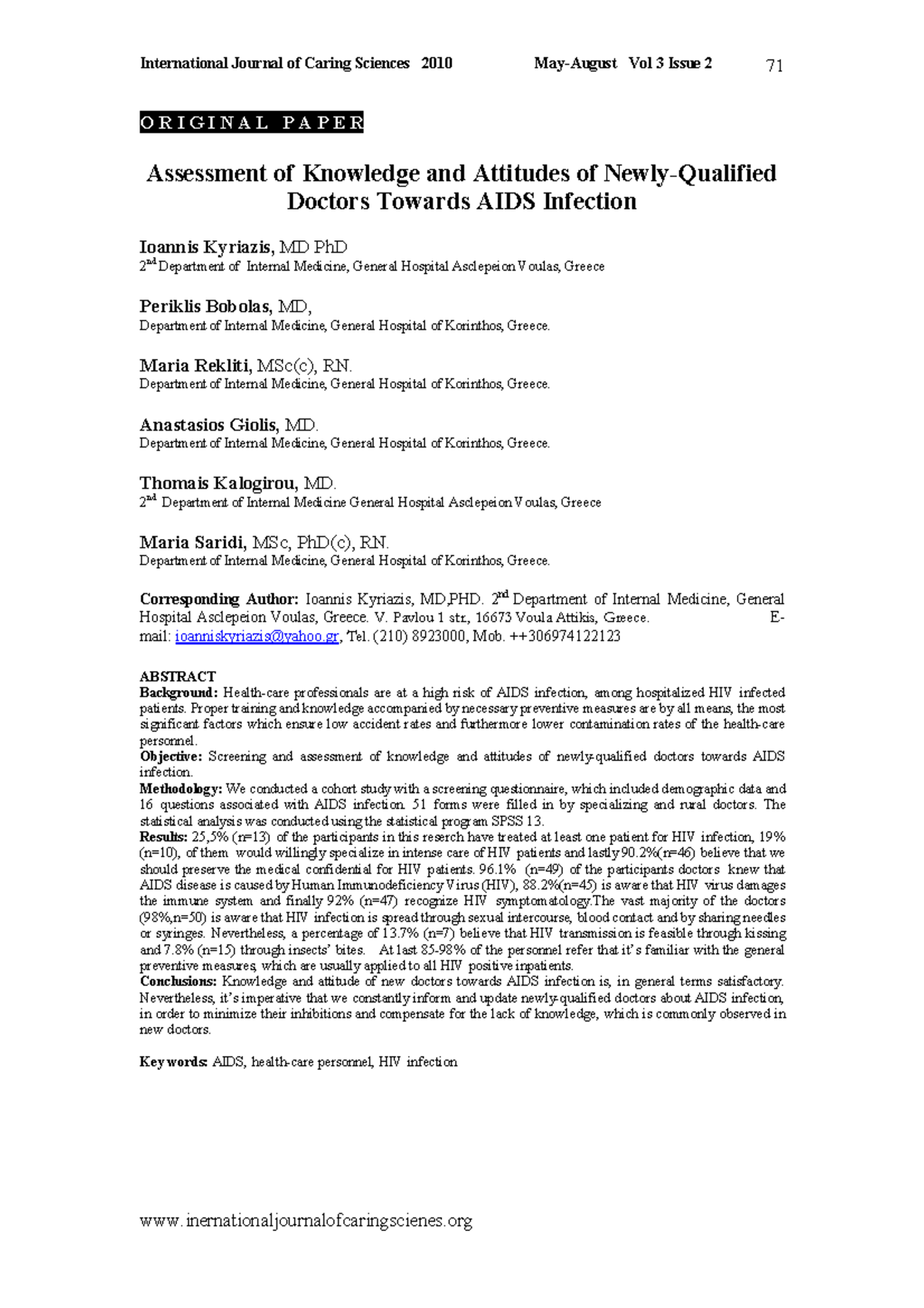 P0756 Assessment of Knowledge and Attitu - 71 O R I G I N A L P A P E R ...