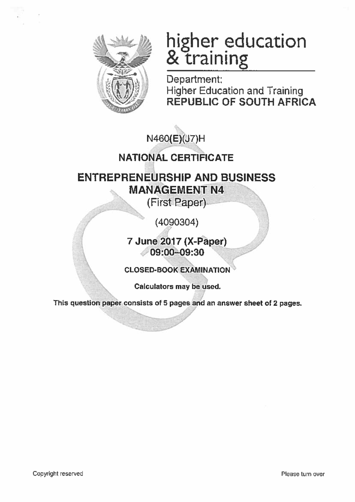 EBM N4 JUNE2017 P1 - BM6 - Studocu