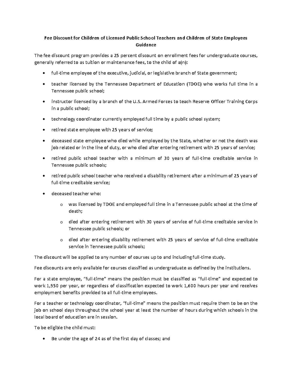 2004 15 Fee Discount Info - Fee Discount for Children of Licensed ...