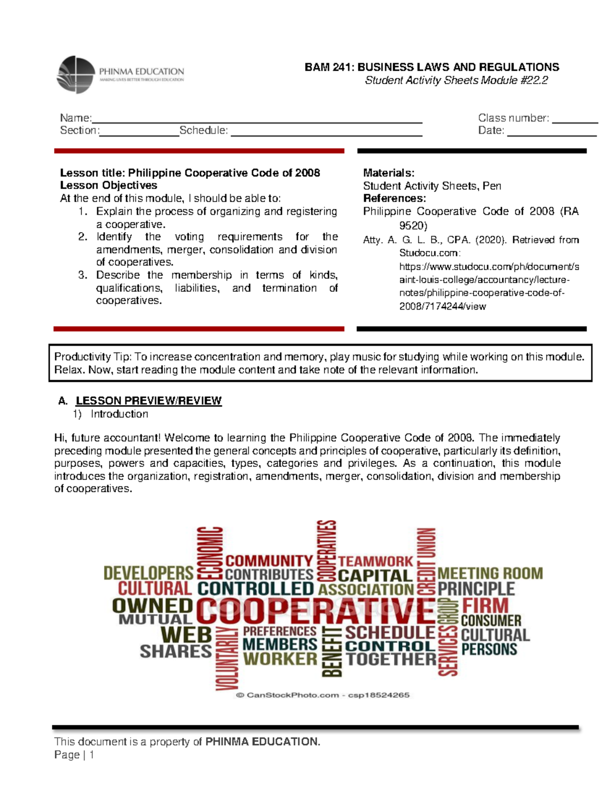 BAM 242 MODULE 22 - Student Activity Sheets Module #22. This document ...