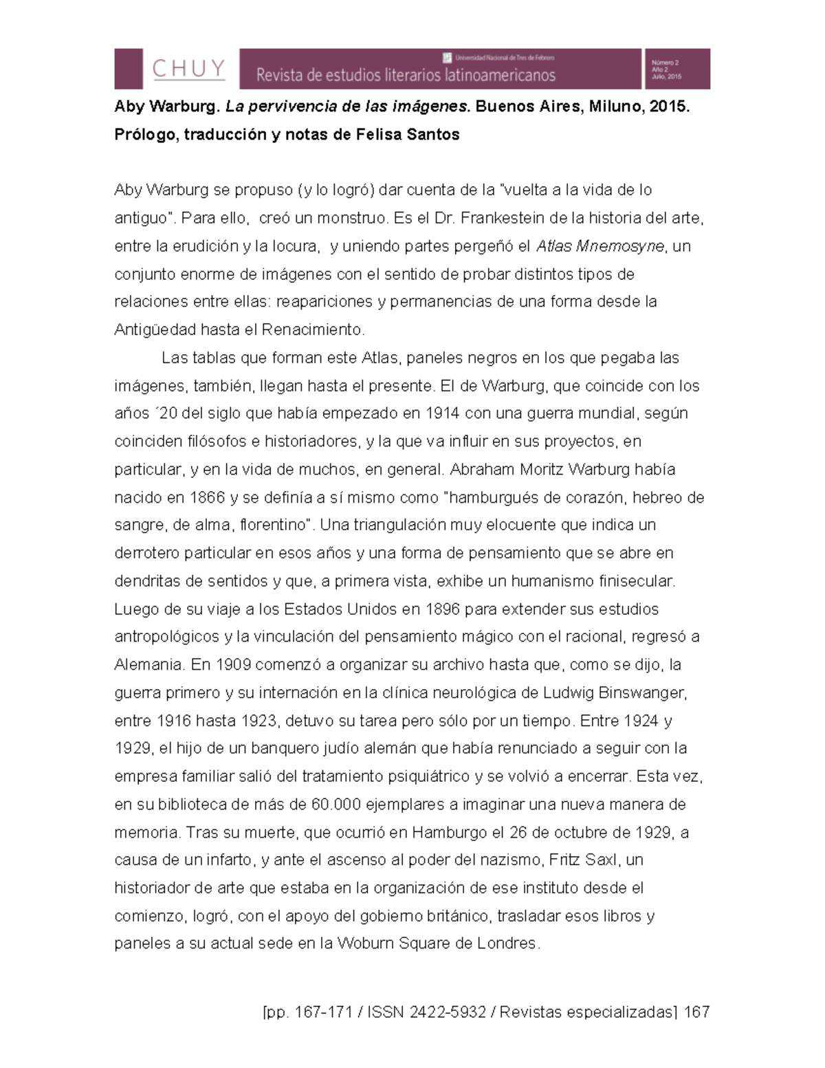 Dialnet-La Pervivencia De Las Imagenes De Aby Warburg-9150478 - Aby ...