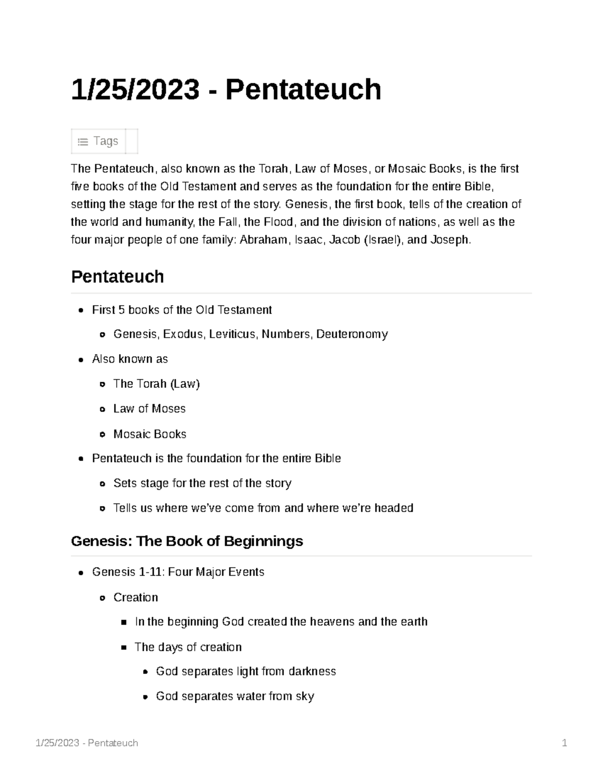 Pentateuch and Creation - 1/25/2023 - Pentateuch Tags The Pentateuch ...