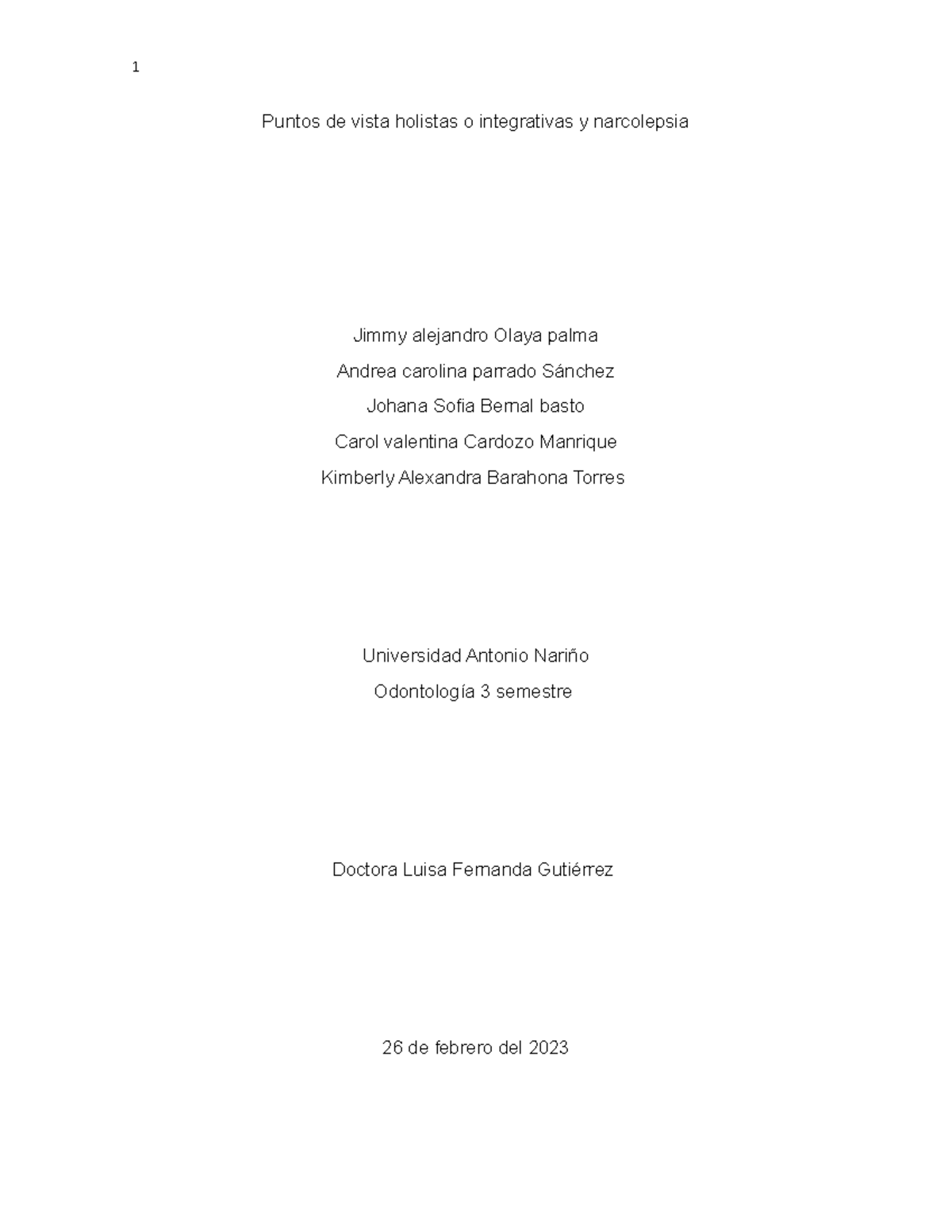 Parcial psicologia - Puntos de vista holistas o integrativas y ...