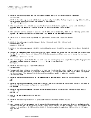 Final Exam Prep - From "Jason W. Eckert. - Linux+ and LPIC-1 Guide to ...