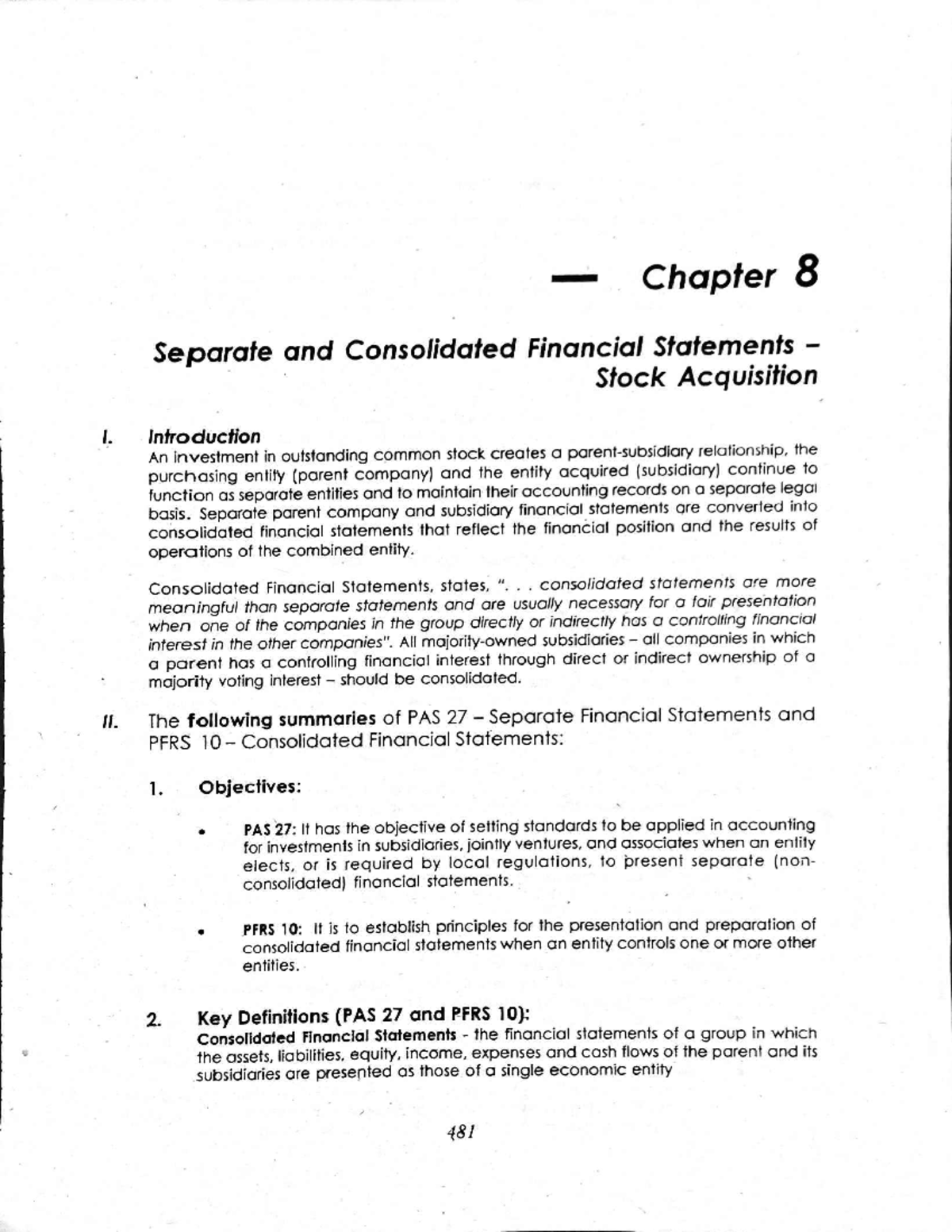 Separate and Consolidated FS practice - Chapter 8 Separate and ...
