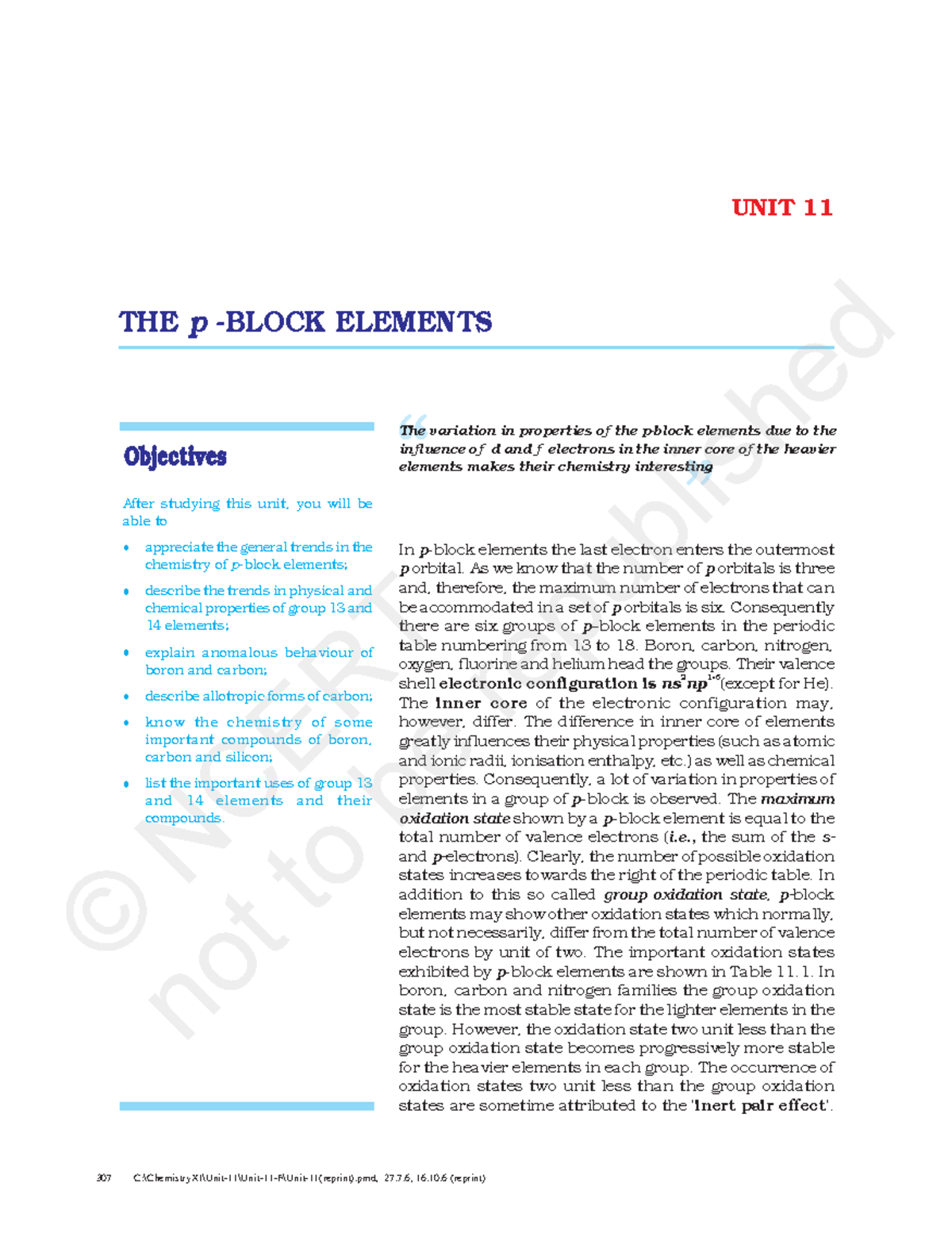 pblock elements introduction and trends - THE p -BLOCK ELEMENTS 307 ...