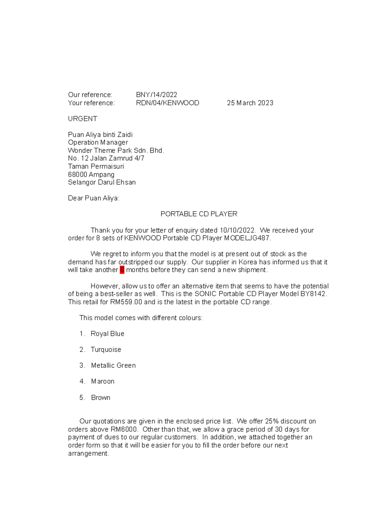 Example Of Letter Introduction To Document Processing UiTM Studocu