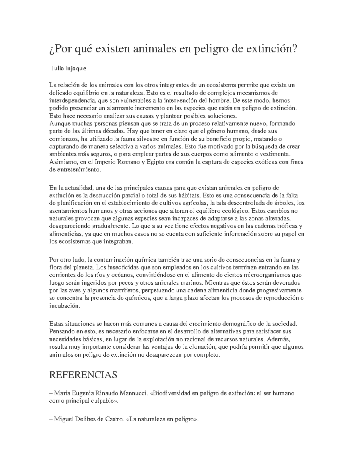 Ensayo 4-Por qué existen animales en peligro de extinción - ¿Por qué ...