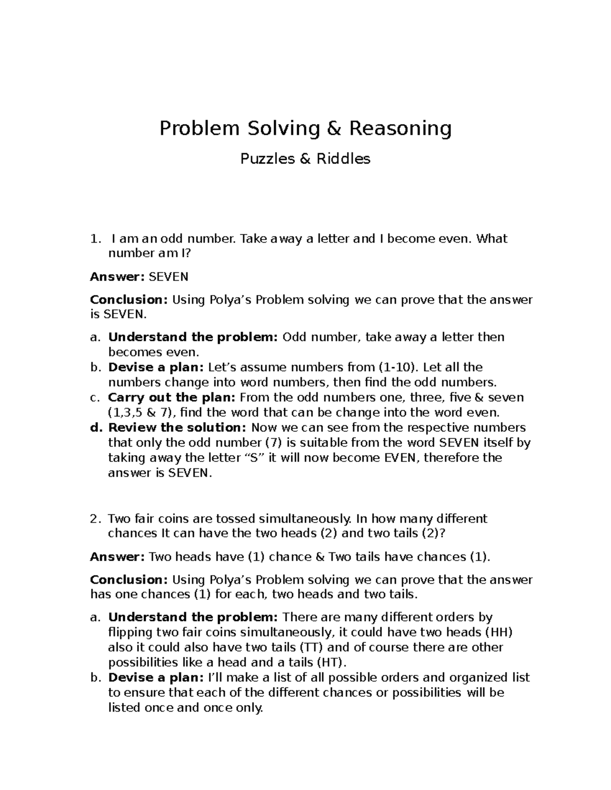 Mathematics of Modern World - Problem Solving & Reasoning Puzzles ...