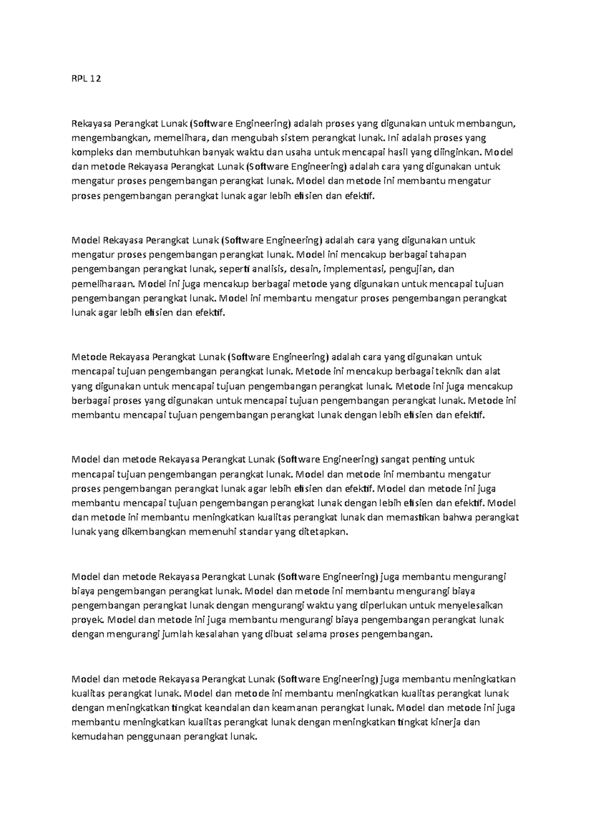 RPL 12 - model dan metode Rekayasa Perangkat Lunak - RPL 12 Rekayasa ...