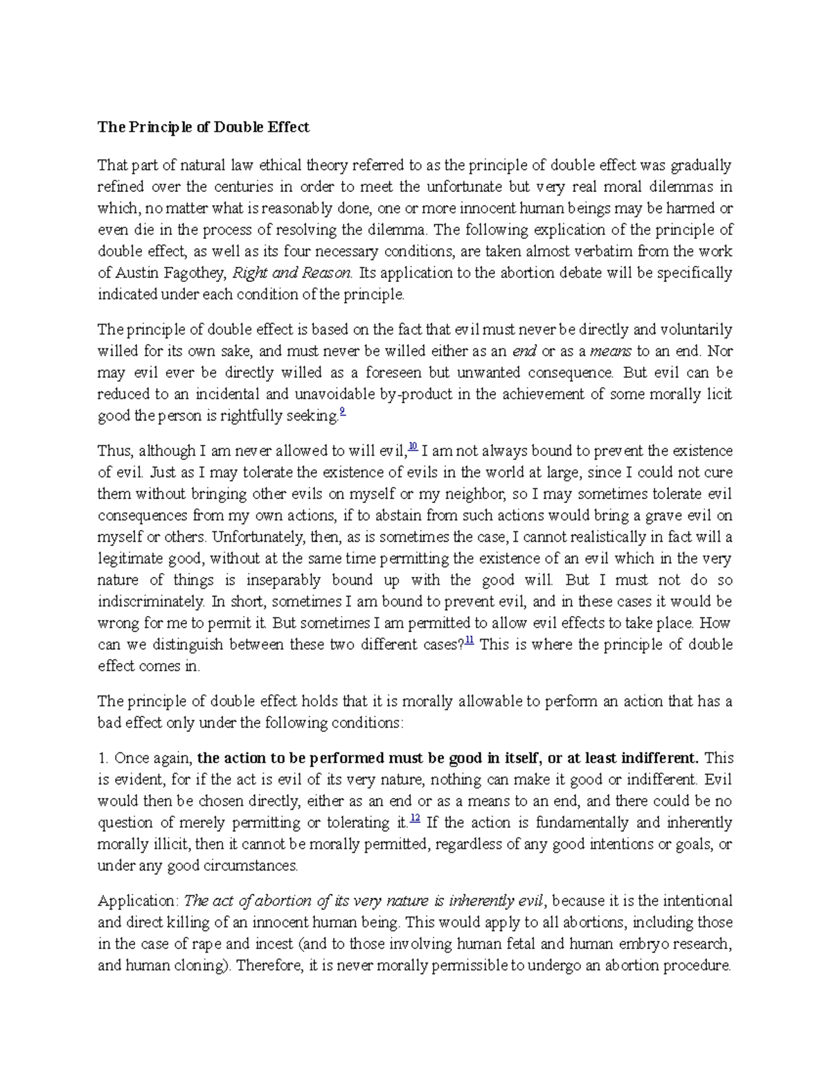 The Principle of Double Effect - The following explication of the ...