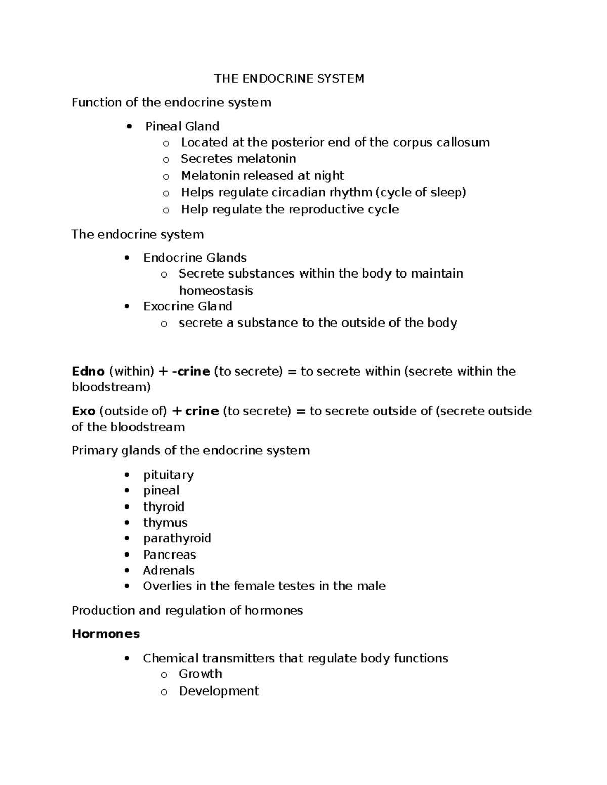 THE Endocrine System - study - THE ENDOCRINE SYSTEM Function of the ...