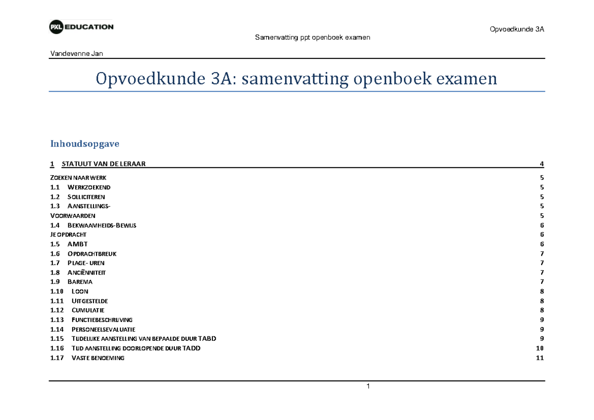 Samenvatting Opvoedkunde 3A - Samenvatting ppt openboek examen ...