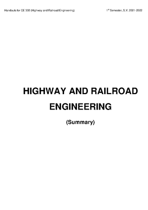 CE012- Prelim Reviewer - INTRODUCTION TO HIGHWAY AND RAILROAD ...