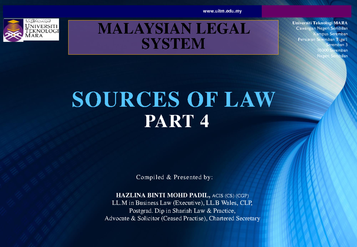 5-Sources of Law (Written Law) Part 1-Federal & State Constitution ...