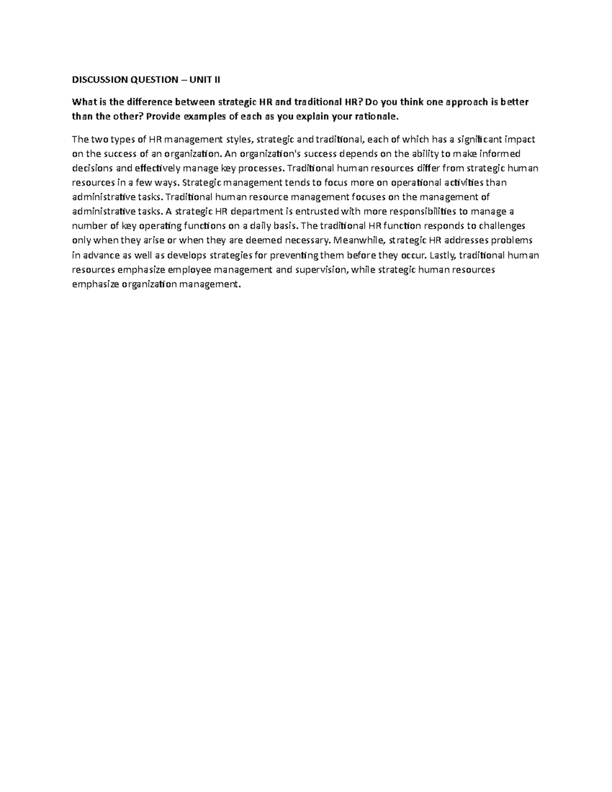 Discussion Question UNIT II - HRM 5200 Emerging Trends in HR - DISCUSSION QUESTION – UNIT II ...