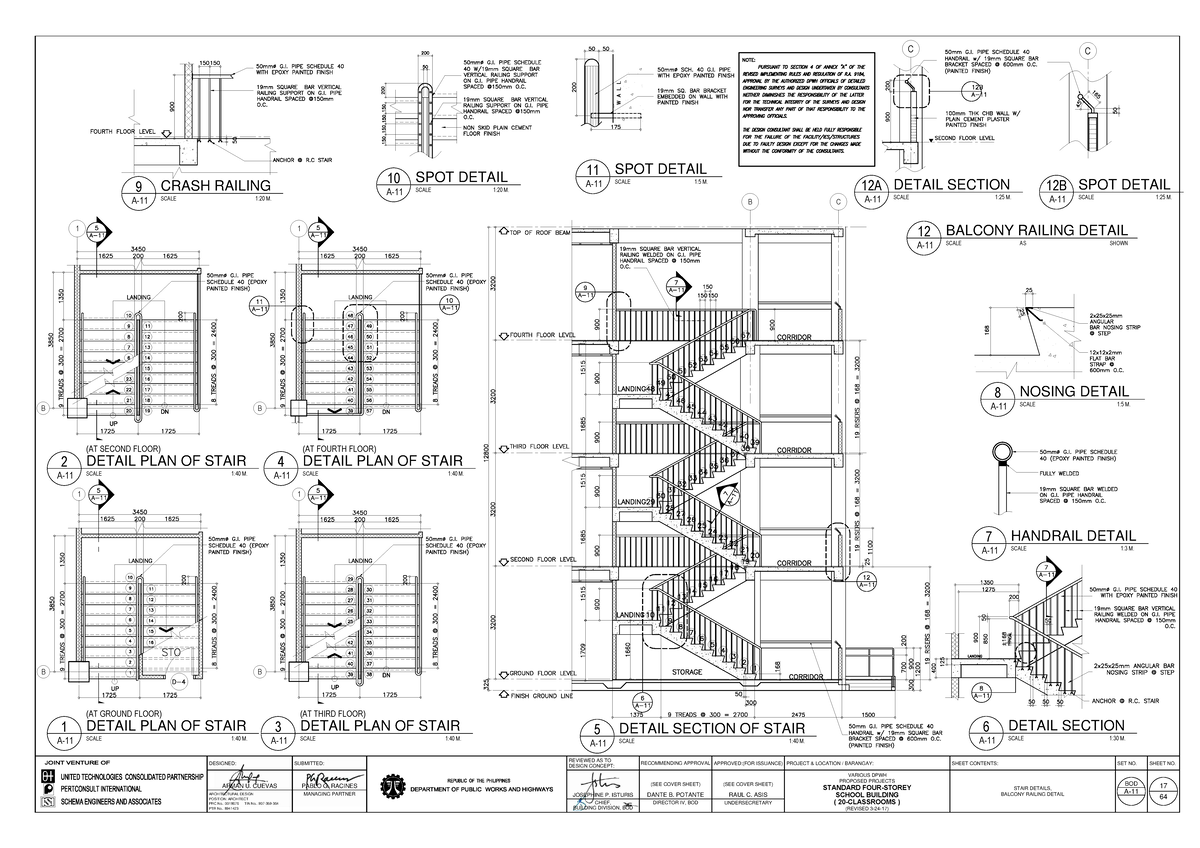 A-11 - STAIR DETAILS, BALCONY RAILING DETAIL C B B 5 A- DETAIL SECTION ...