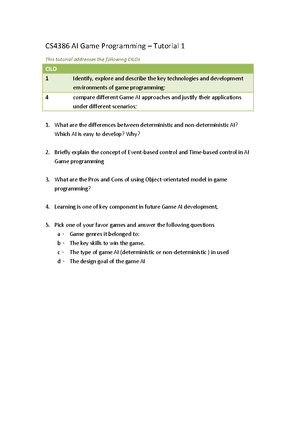 1617 tut5-1 - CS4386 AI Game Programming – Tutorial 5 This tutorial ...