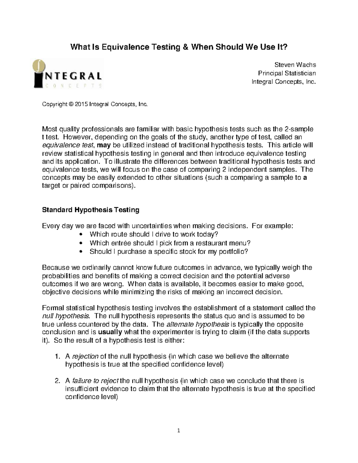 What is Equivalence Testing and When Should We Use It - What Is ...
