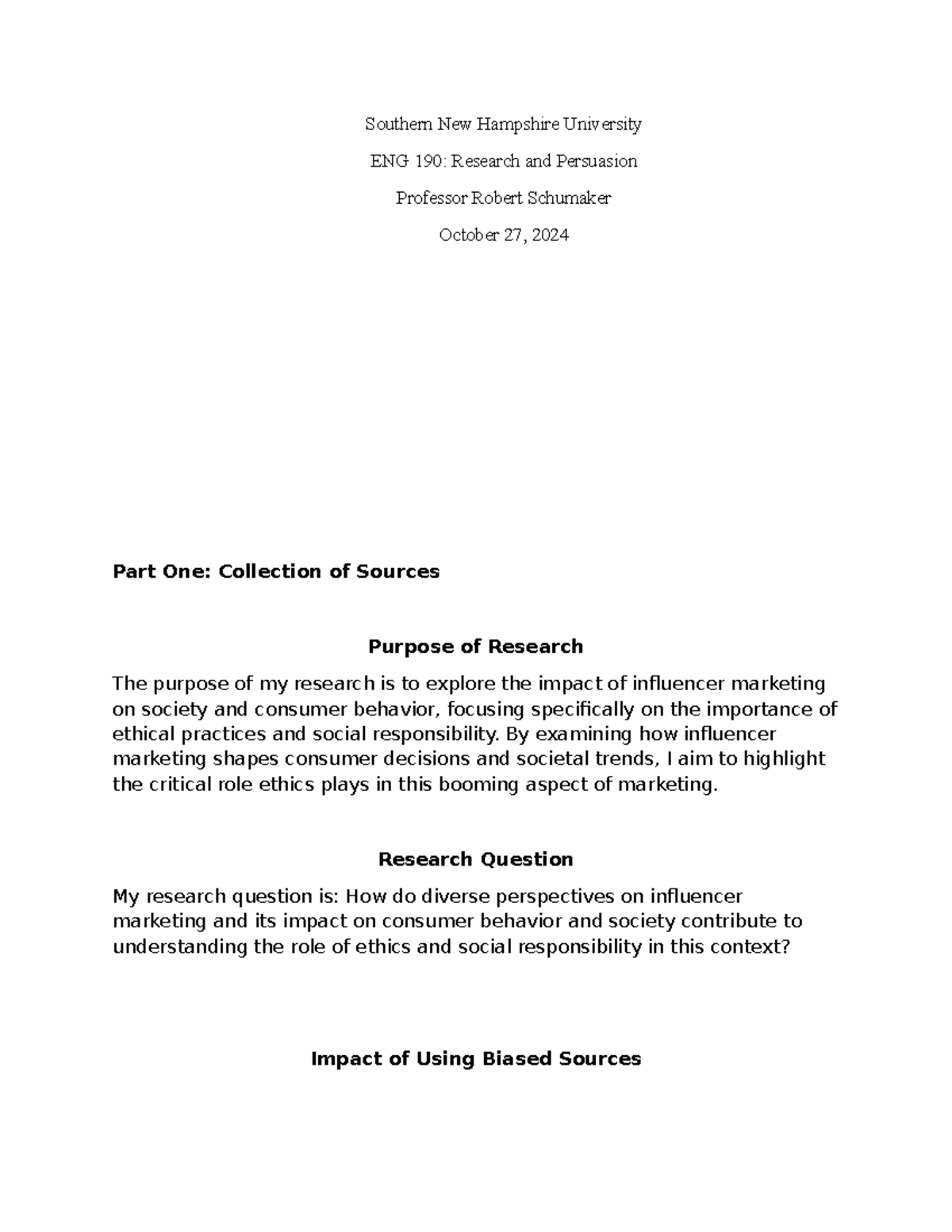 Module 7 ENG 190 - Southern New Hampshire University ENG 190: Research ...