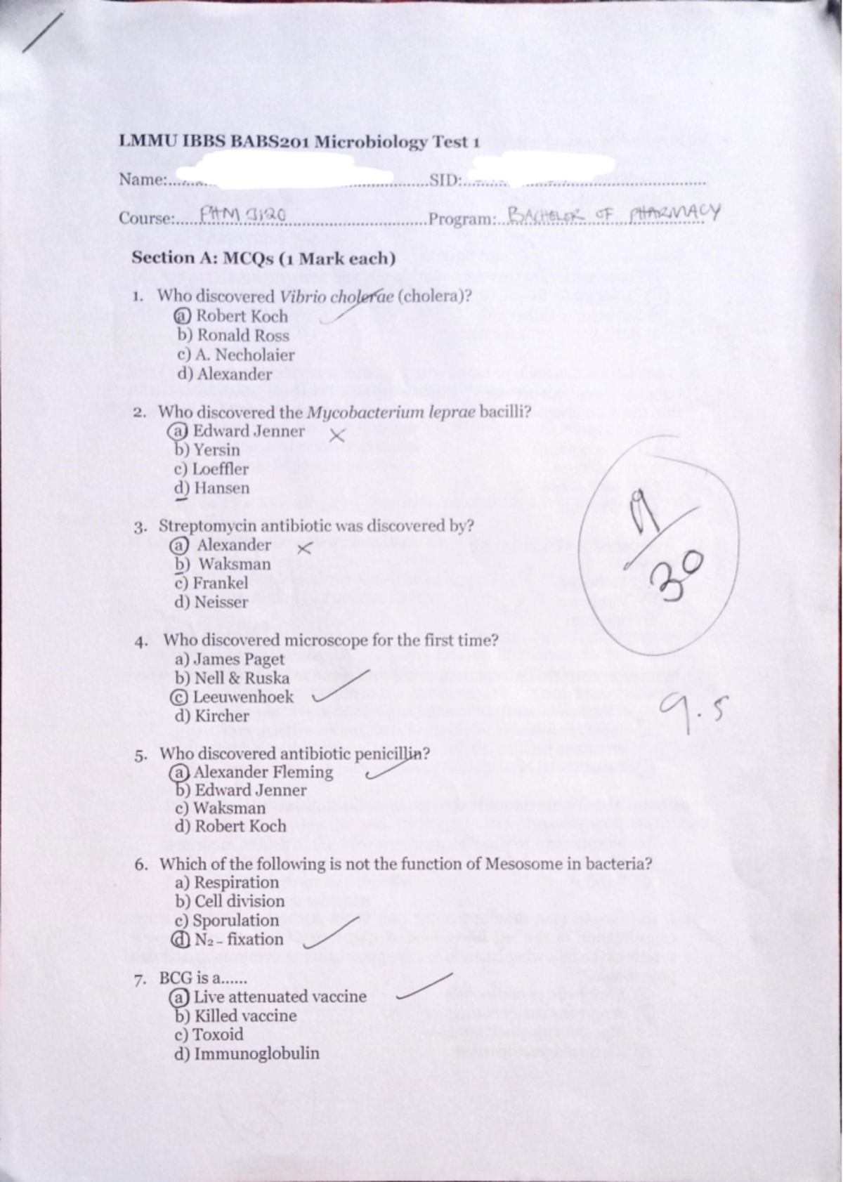 Microbiology test 1 - Test - Bachelor's degree in pharmacy - Studocu