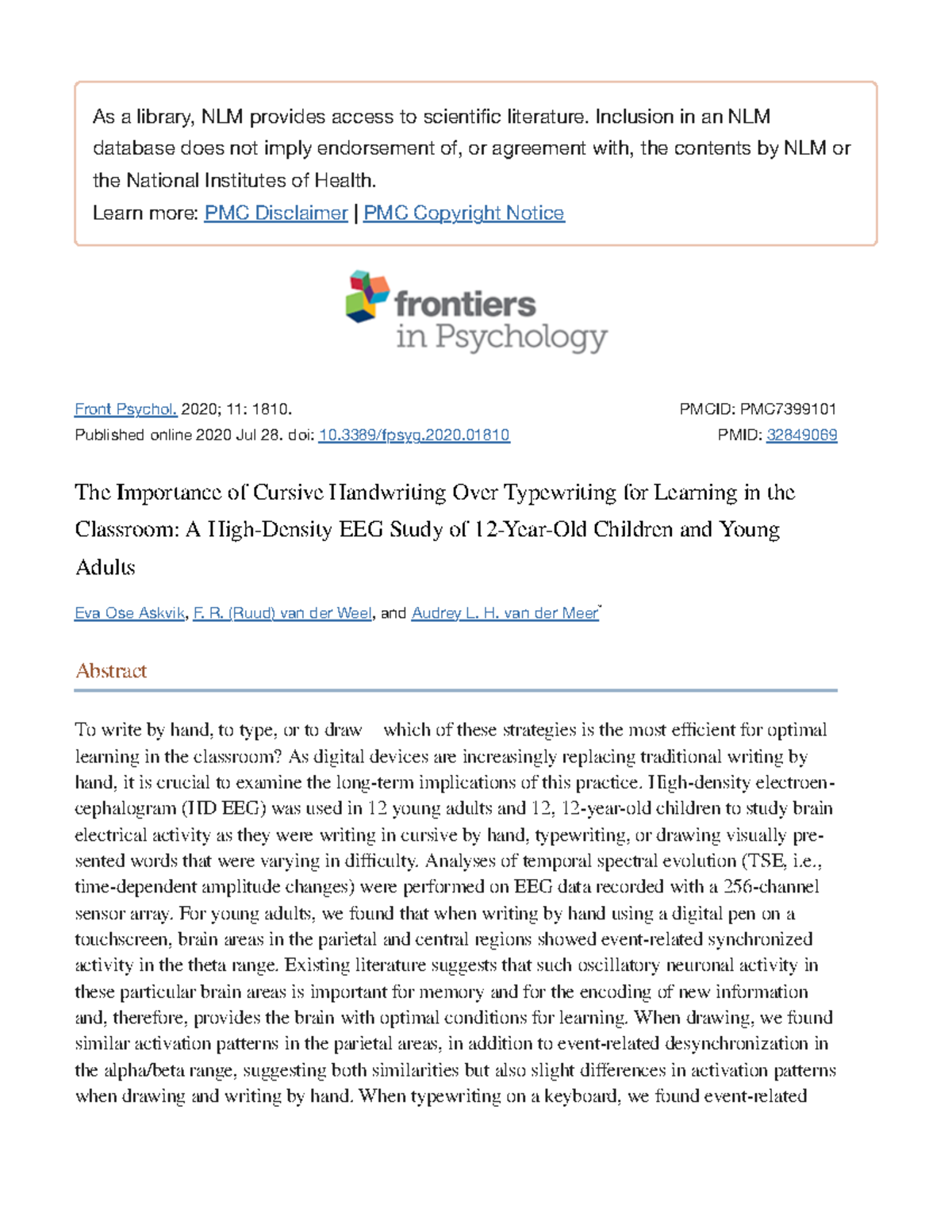 The Importance of Cursive Handwriting Over Typewriting for Learning in ...