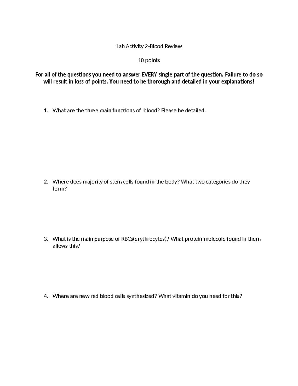 Blood Review Activity - anat - Lab Activity 2-Blood Review 10 points ...