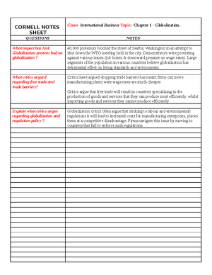Chapter 6 - International Trade Theory - CORNELL NOTES SHEET Class ...