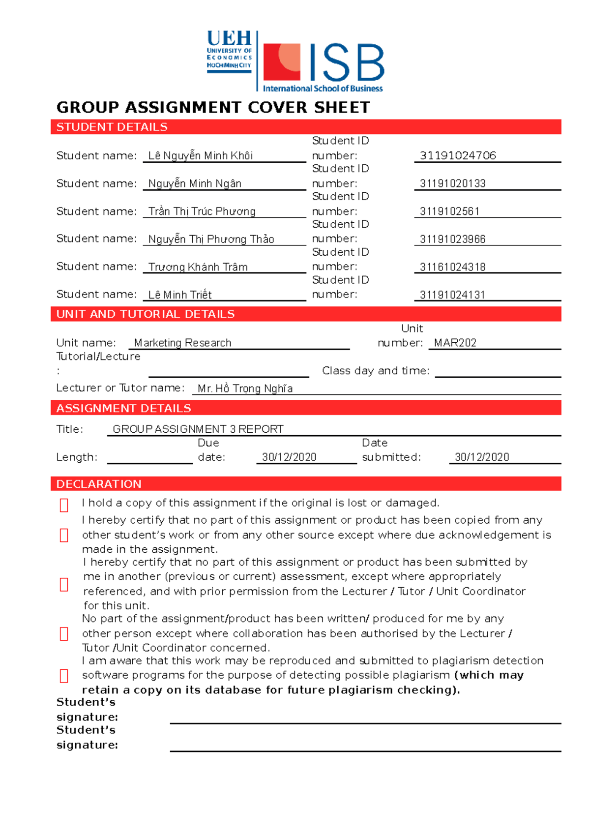 MR6 Group-1 Assignment-3-Final-Report - GROUP ASSIGNMENT COVER SHEET ...